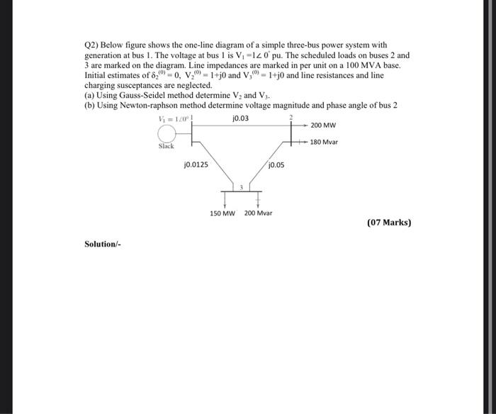 Solved Q2) Below figure shows the one-line diagram of a | Chegg.com