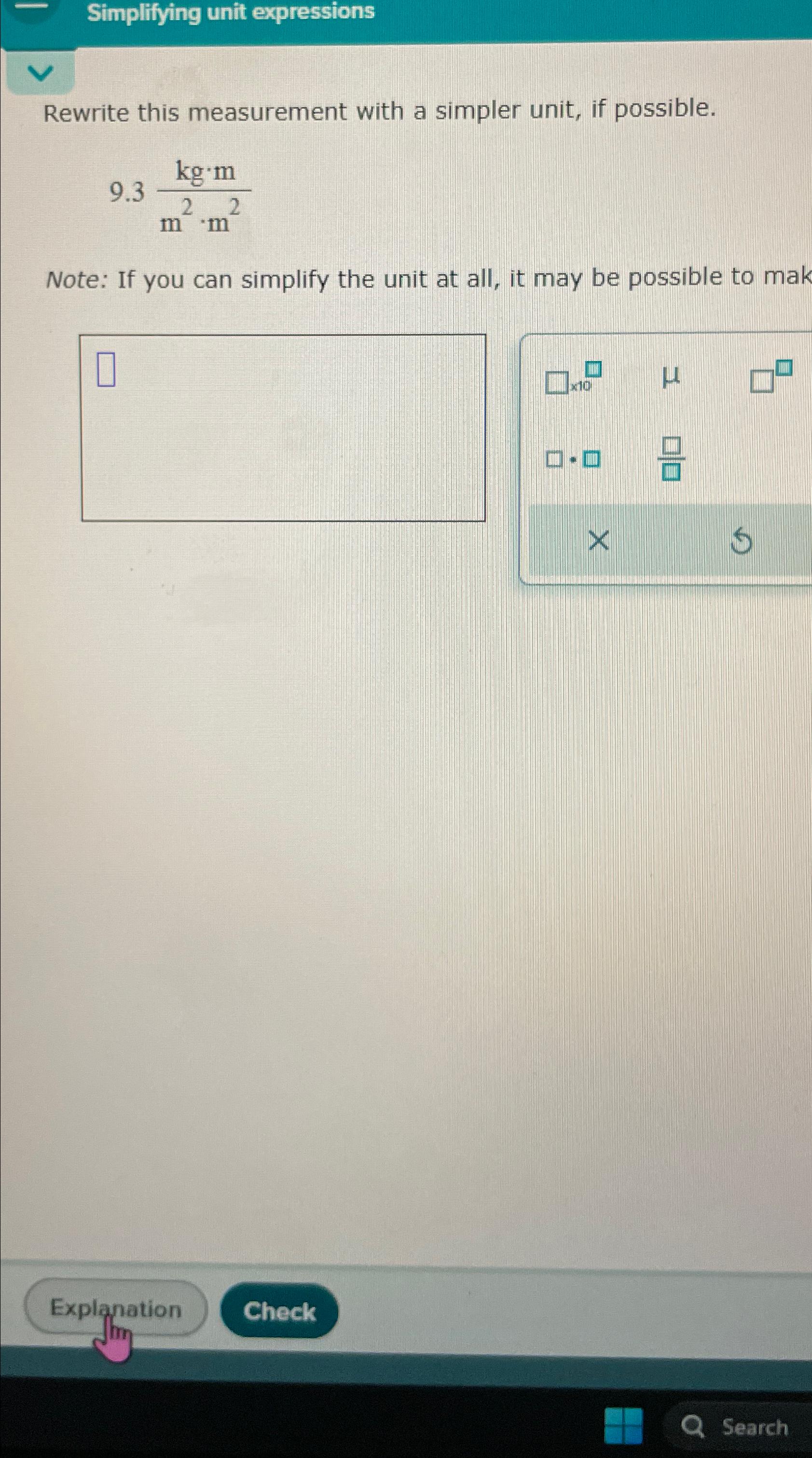 Solved Simplifying unit expressionsRewrite this measurement | Chegg.com