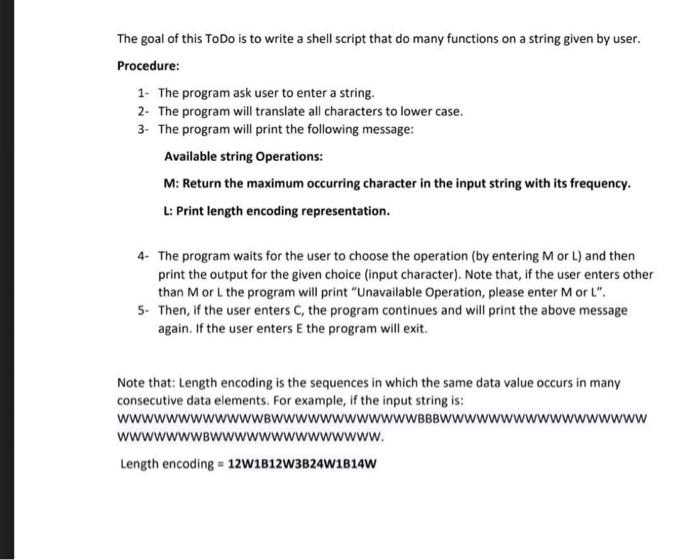 Solved The goal of this Todo is to write a shell script that | Chegg.com
