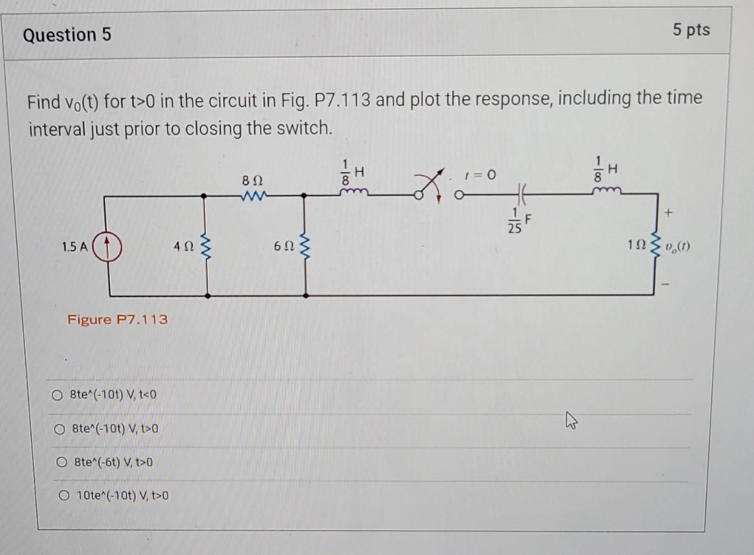 Solved Find v0(t) for t>0 in the circuit in Fig. P7.113 and | Chegg.com