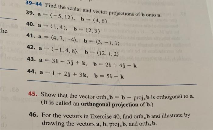 Solved 39-44 Find the scalar and vector projections of b | Chegg.com