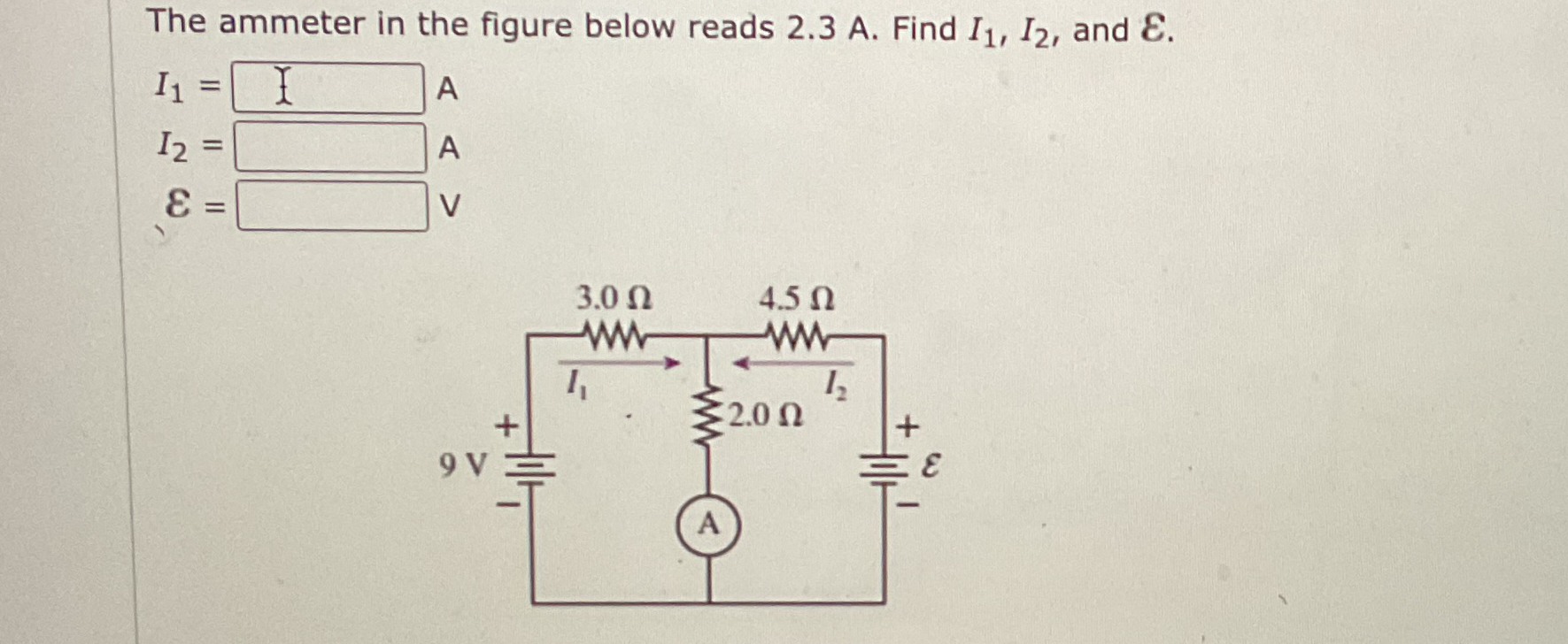 Solved The ammeter in the figure below reads 2.3A. ﻿Find | Chegg.com