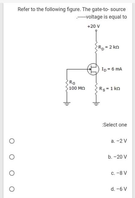 Solved Refer to the following figure. The gate-to-source | Chegg.com