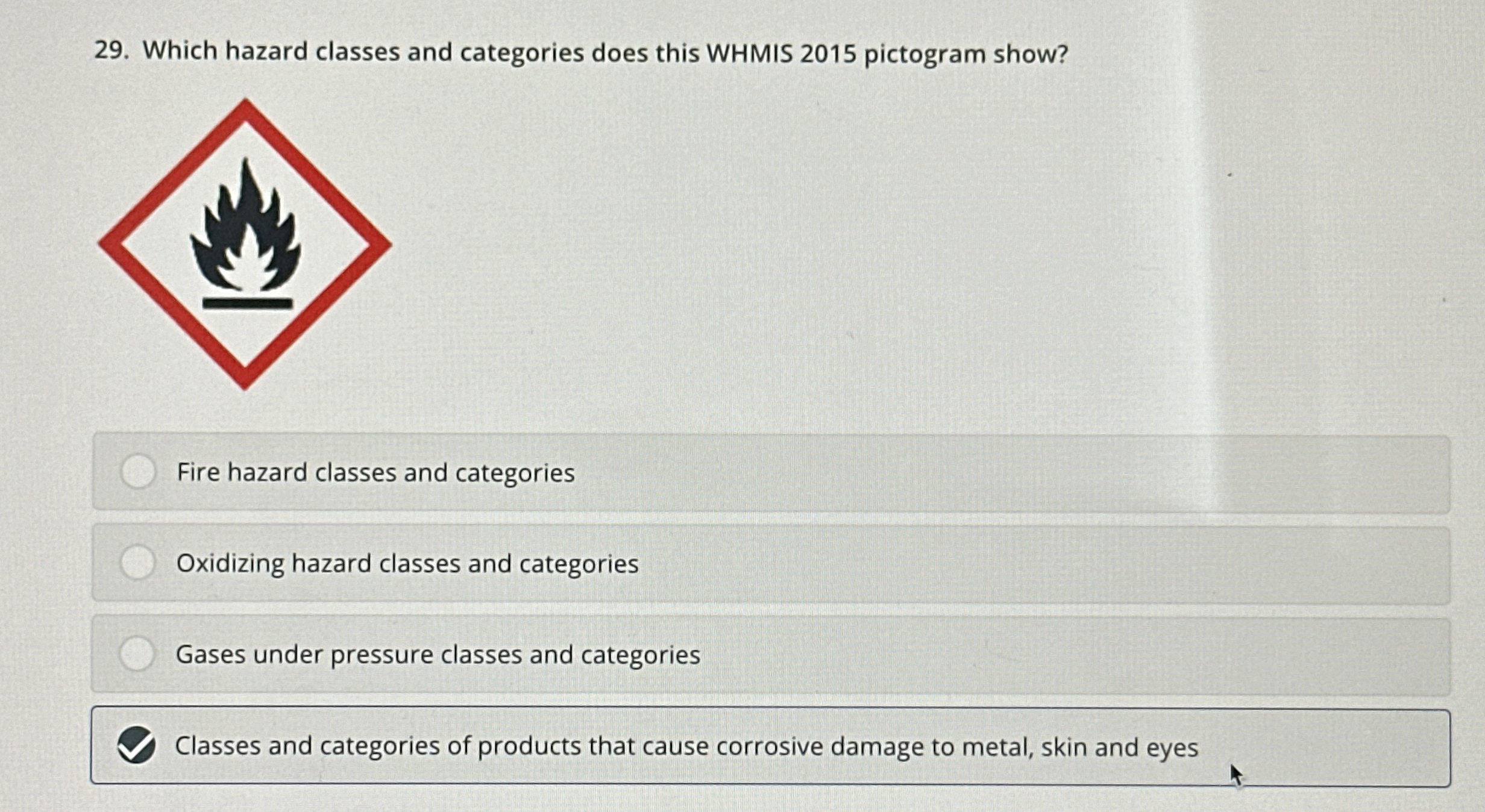 Solved Which hazard classes and categories does this WHMIS | Chegg.com