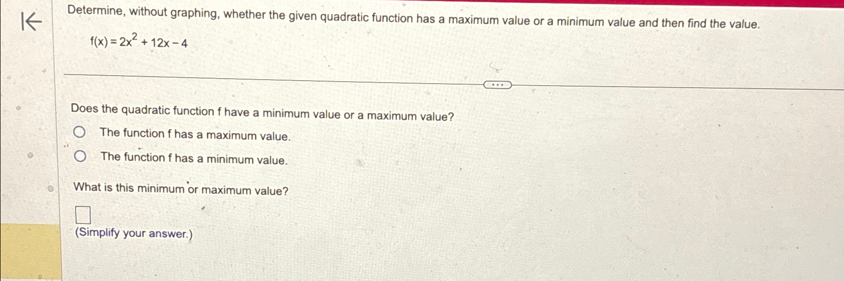 Solved Determine, without graphing, whether the given | Chegg.com