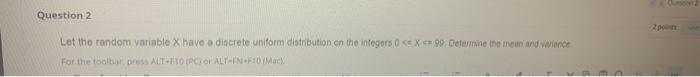 Solved Let the random variable X have o discrete uniform | Chegg.com