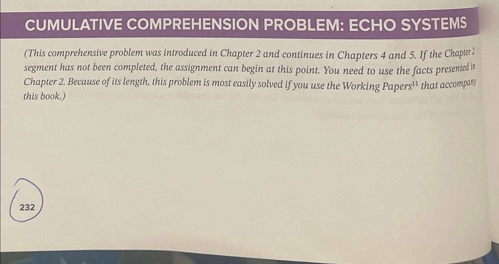 Solved CUMULATIVE COMPREHENSION PROBLEM: ECHO SYSTEMS(This | Chegg.com