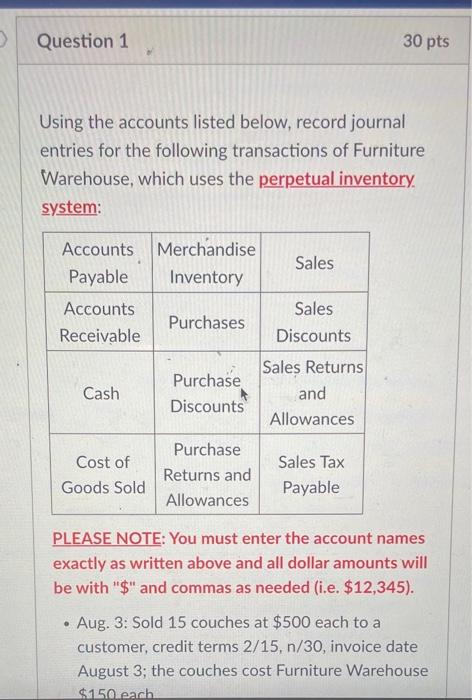 Solved Using the accounts listed below, record journal | Chegg.com