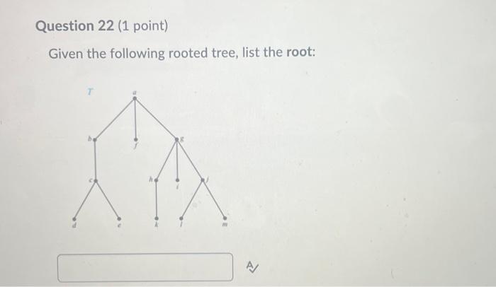 Solved Given the following rooted tree, list the parent of j | Chegg.com
