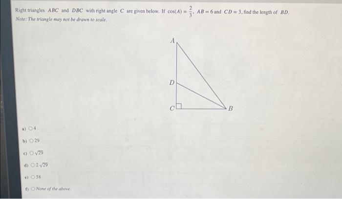 Solved Right triangles ABC and DBC with right angle C are | Chegg.com