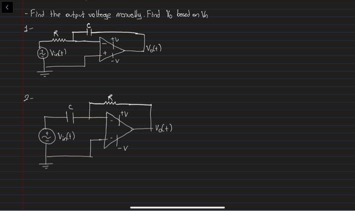 Solved - Find the output voltege menuclly. Find V0 bosed on | Chegg.com Solved - Find the output voltege menuclly. Find V0 bosed on | Chegg.com