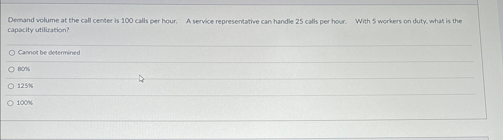 Solved Demand volume at the call center is 100 ﻿calls per | Chegg.com