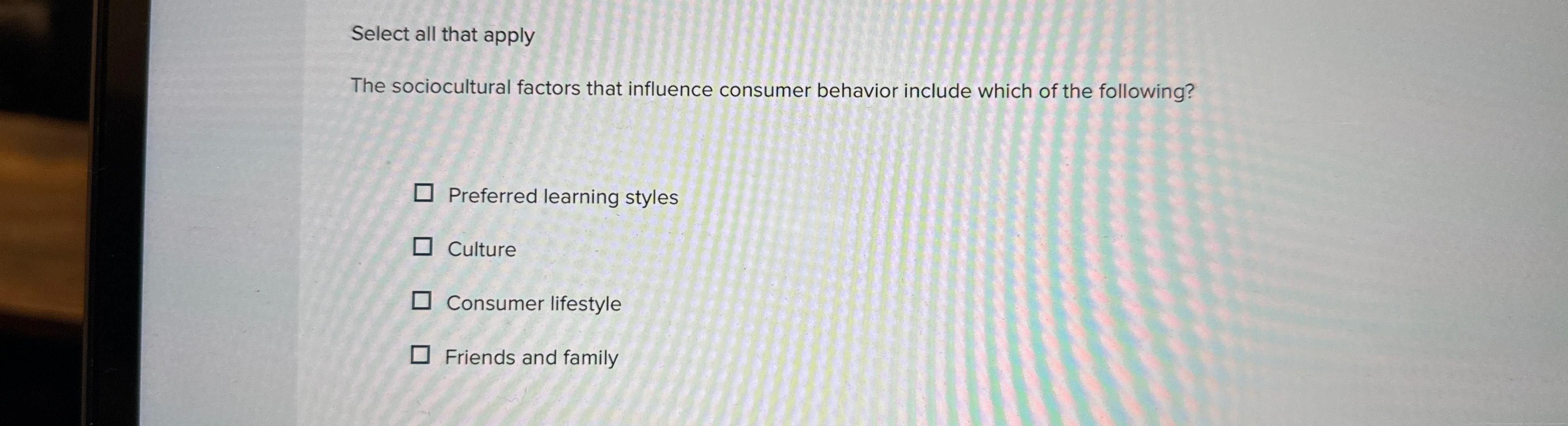 Solved Select all that applyThe sociocultural factors that | Chegg.com