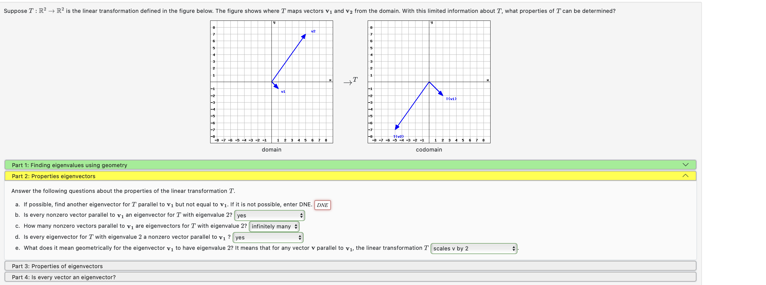 Solved Part 1: Finding eigenvalues using geometryPart 2: | Chegg.com