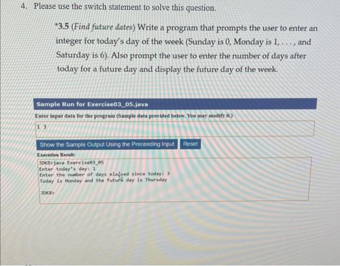 Solved Please use the switch statement to solve this | Chegg.com