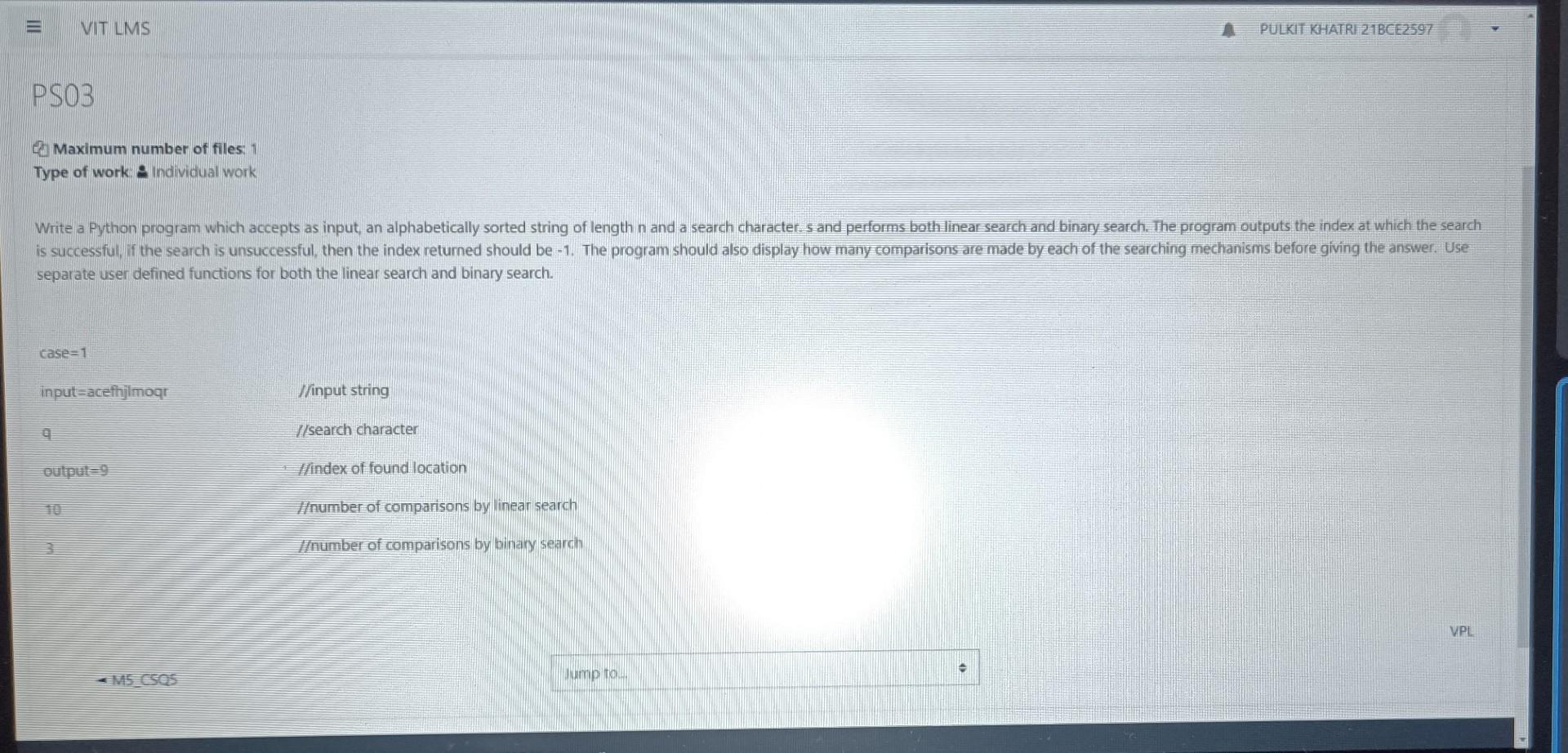 Solved = VIT LMS PULKIT KHATRIZ IBCE2597 PSOB Maximum number | Chegg.com