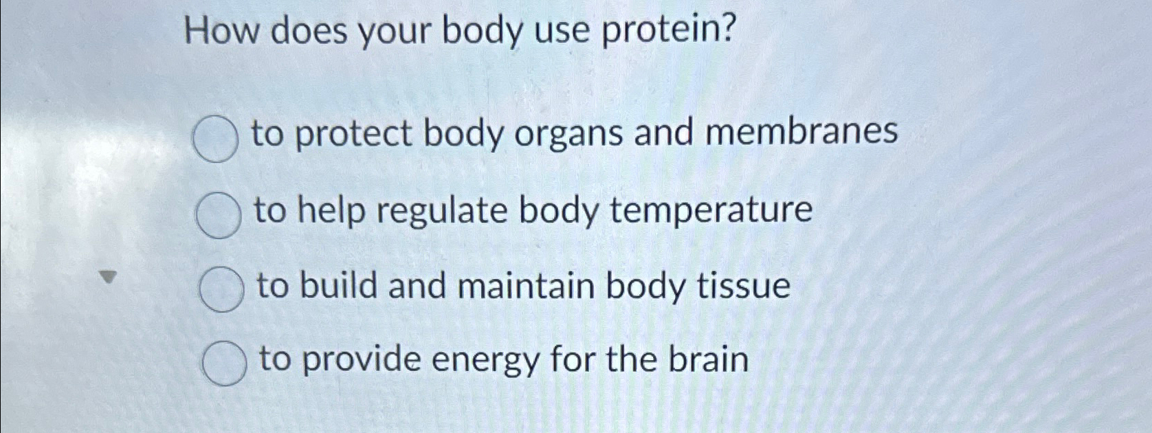 Solved How does your body use protein?to protect body organs | Chegg.com