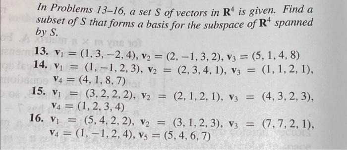 Solved In Problems 13-16, a set S of vectors in R4 is given. | Chegg.com