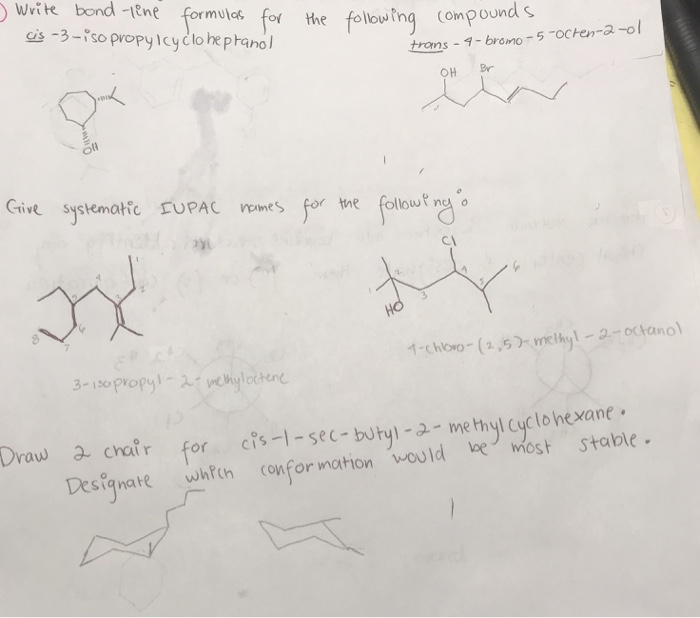 Solved O Write Bond Line Formulas For Cis 3