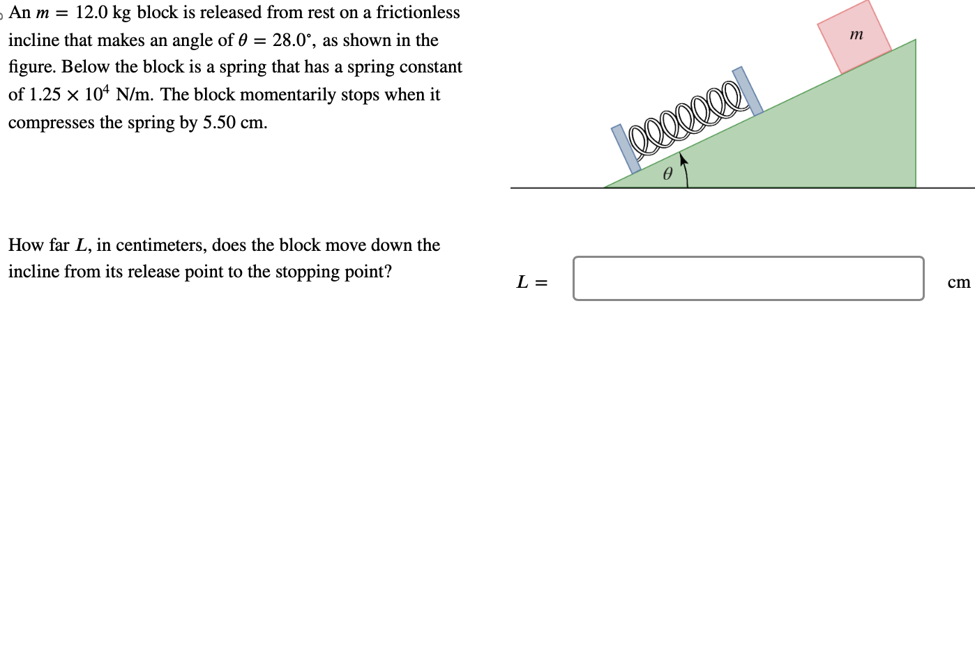 Solved An m=12.0kg ﻿block is released from rest on a | Chegg.com