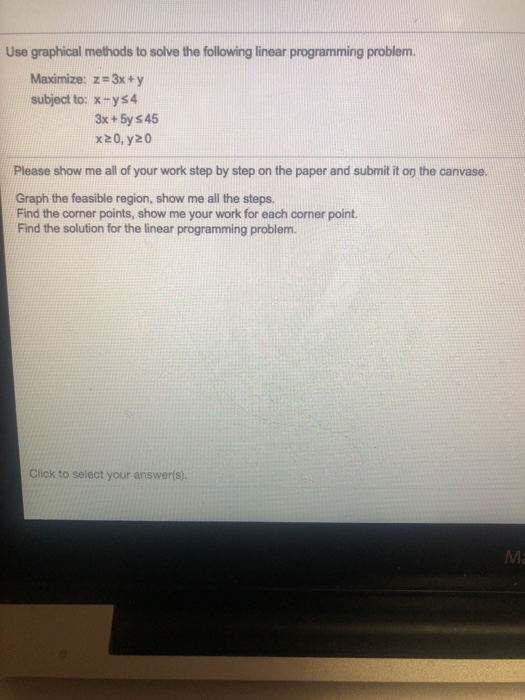 Solved Use graphical methods to solve the following linear | Chegg.com