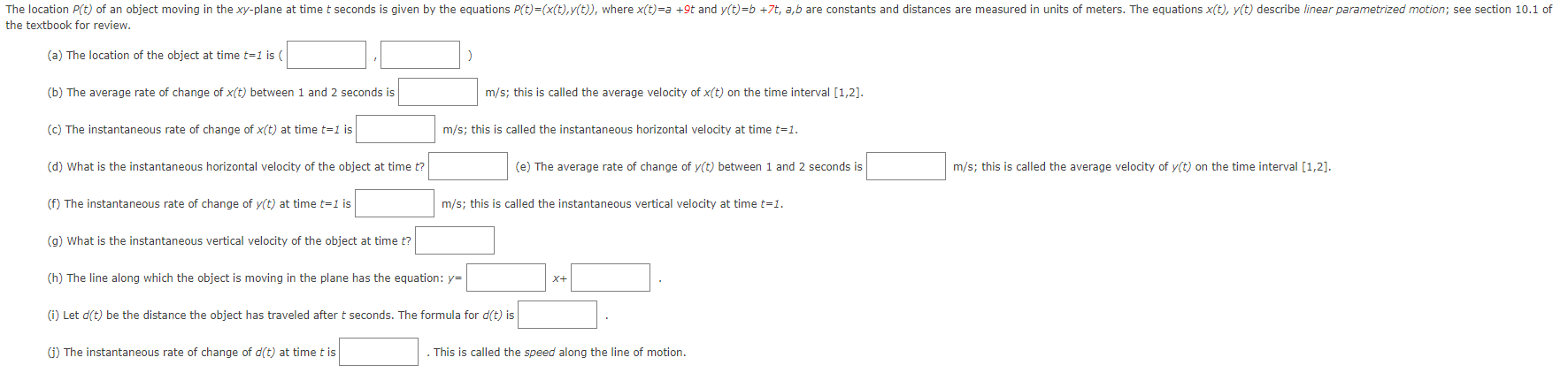 Solved The Location P T ﻿of An Object Moving In The