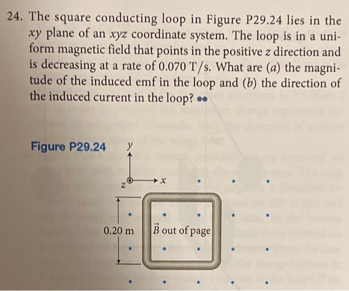 Solved 24. The square conducting loop in Figure P29.24 lies | Chegg.com