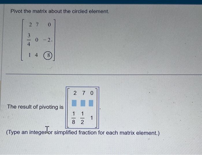 Solved Pivot the matrix about the circled element. | Chegg.com