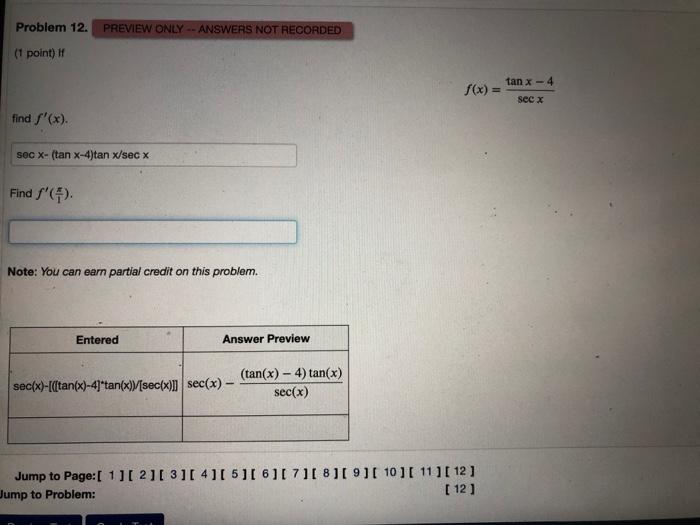 Solved Problem 12. PREVIEW ONLY -- ANSWERS NOT RECORDED (1 | Chegg.com