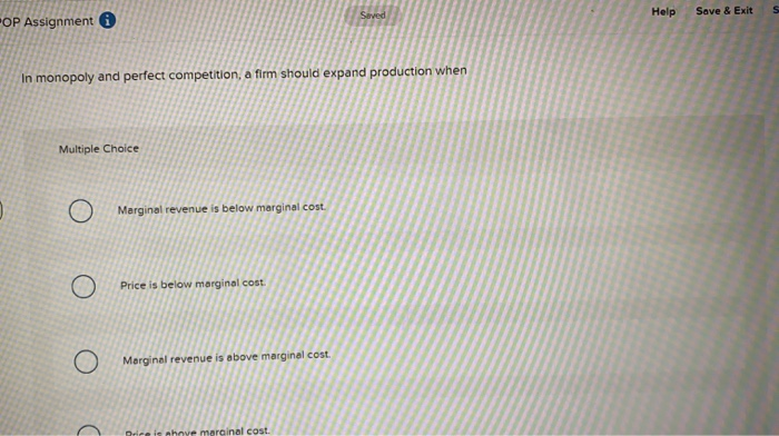 Solved Saved Help Save & Exit OP Assignment In monopoly and | Chegg.com