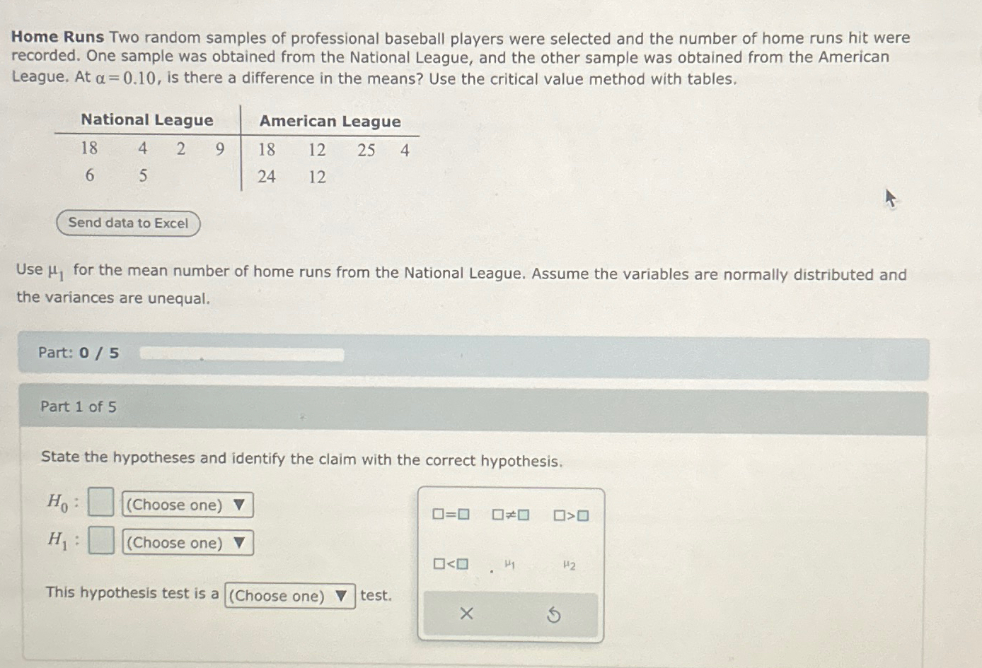 Solved Home Runs Two random samples of professional baseball | Chegg.com
