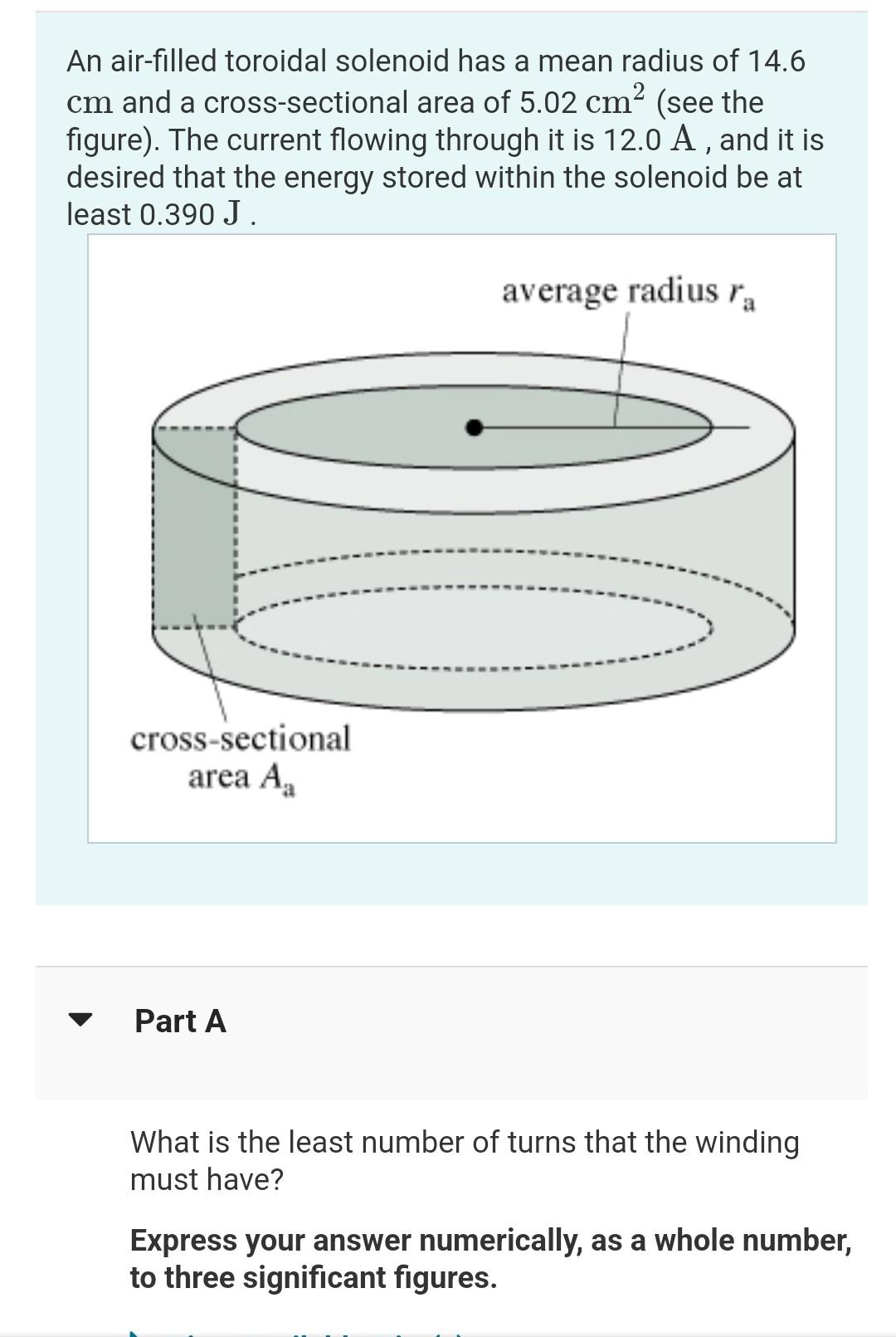 Solved An air-filled toroidal solenoid has a mean radius of | Chegg.com