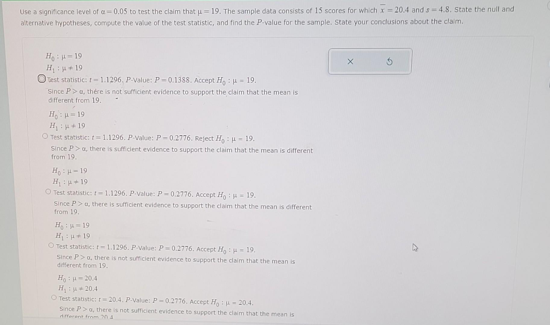 Solved se a significance level of α=0.05 to test the claim | Chegg.com