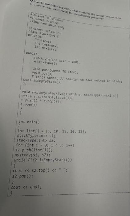 Solved template cclass is) class stackiasi ty private: r. | Chegg.com
