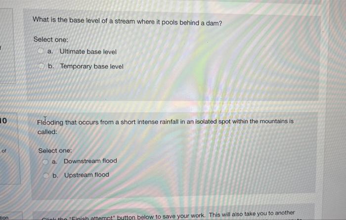 Solved What is the base level of a stream where it pools | Chegg.com