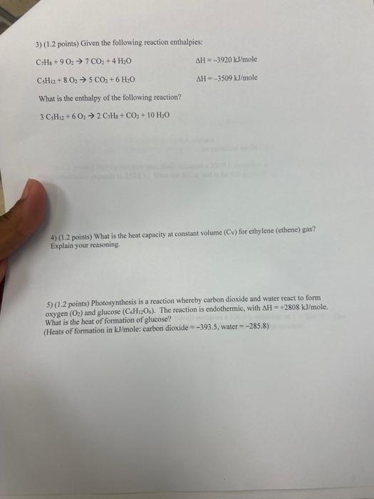 Solved 3) (1.2 points) Given the following reaction | Chegg.com