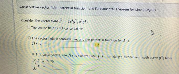 Solved Conservative vector field, potential function, and | Chegg.com