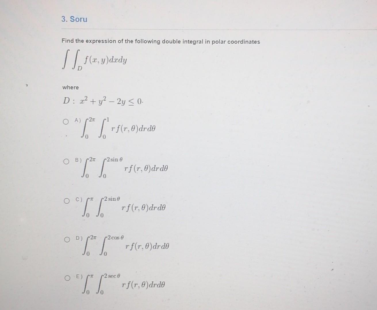 Solved Find the expression of the following double integral | Chegg.com