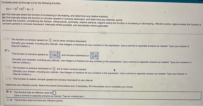 Solved Complete parts (a) through (c) for the following | Chegg.com