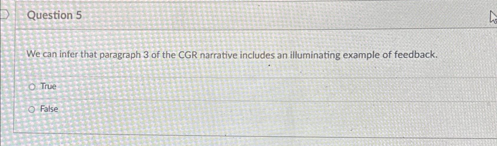 Solved Question 5We can infer that paragraph 3 ﻿of the CGR | Chegg.com