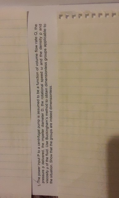 Solved The power input P to a centrifugal pump is assumed to | Chegg.com