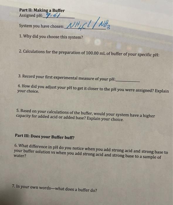 Designing a buffer solution with a specific pH In | Chegg.com
