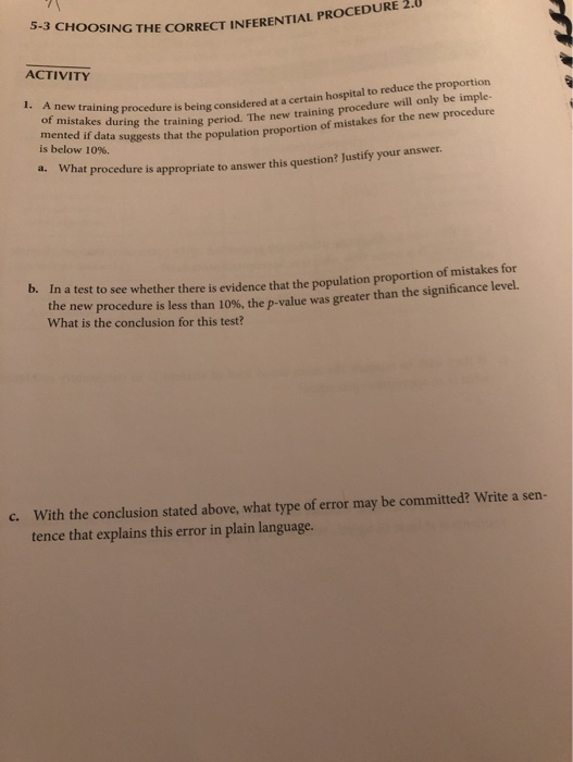 Solved 5-3 CHOOSING THE CORRECT INFERENTIAL PROCEDURE of | Chegg.com