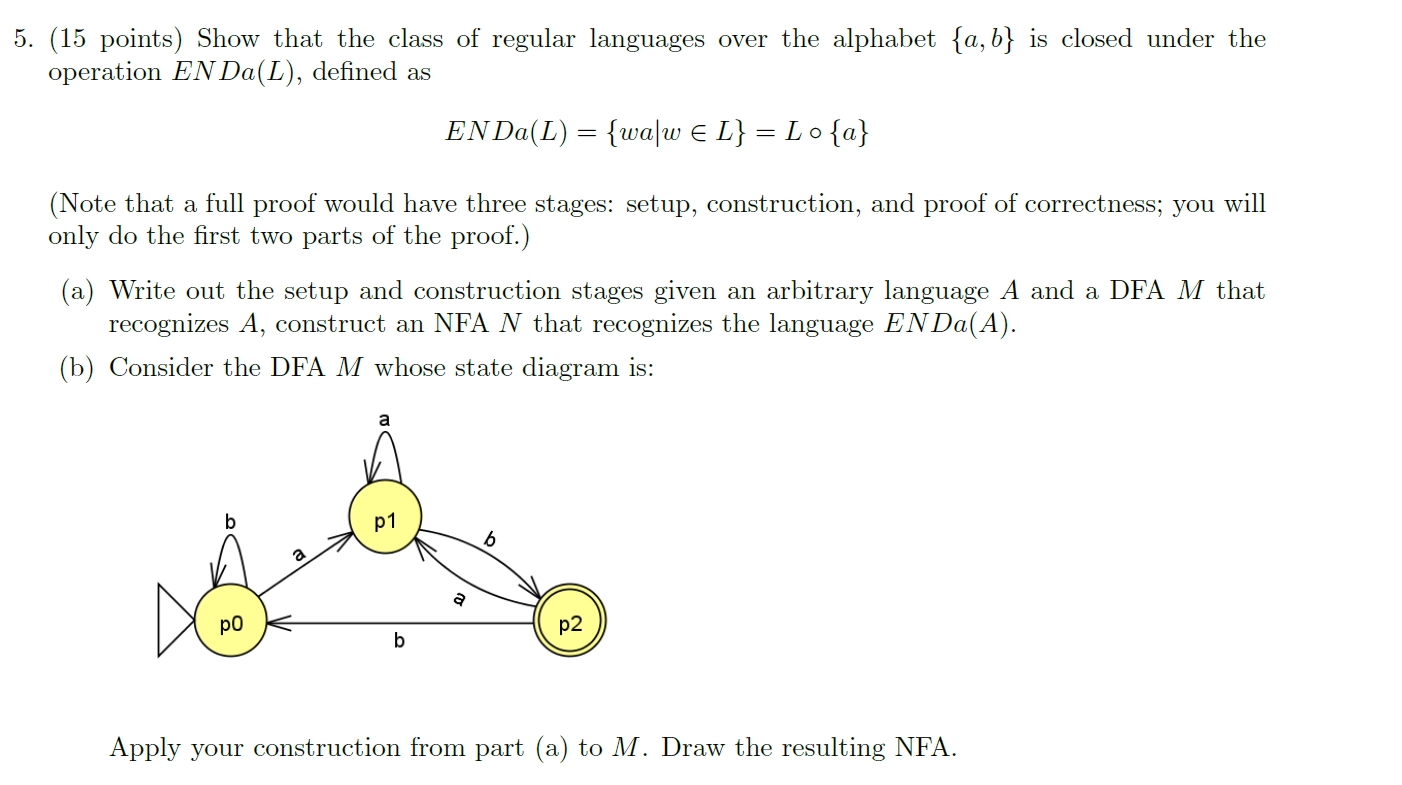 Solved (15 ﻿points) ﻿Show that the class of regular | Chegg.com