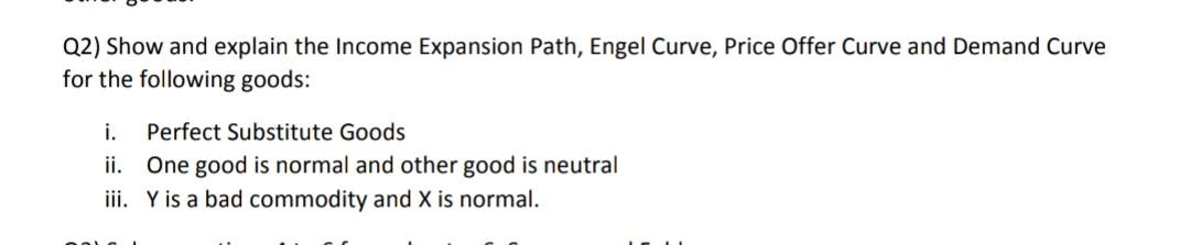 Solved Q2 Show And Explain The Income Expansion Path Engel