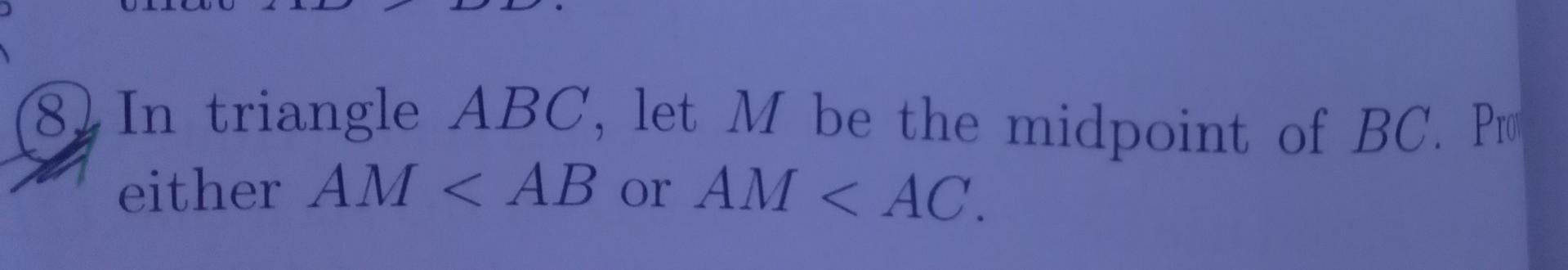 Solved In triangle ABC, let M be the midpoint of BC. Pro | Chegg.com