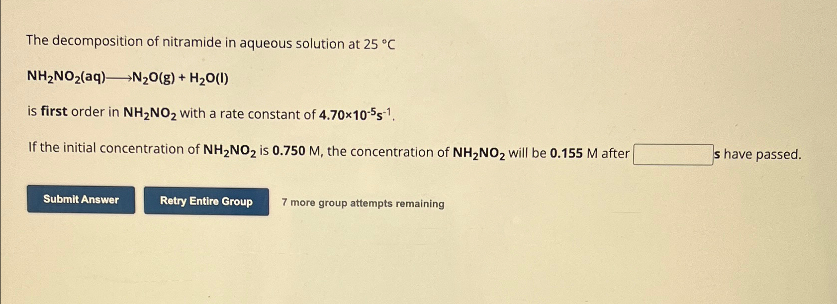 Solved The decomposition of nitramide in aqueous solution at | Chegg.com