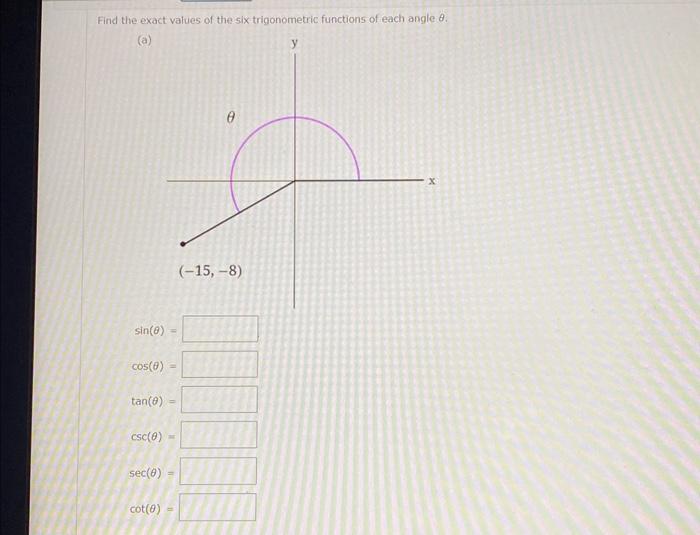 Solved Find The Exact Values Of The Six Trigonometric