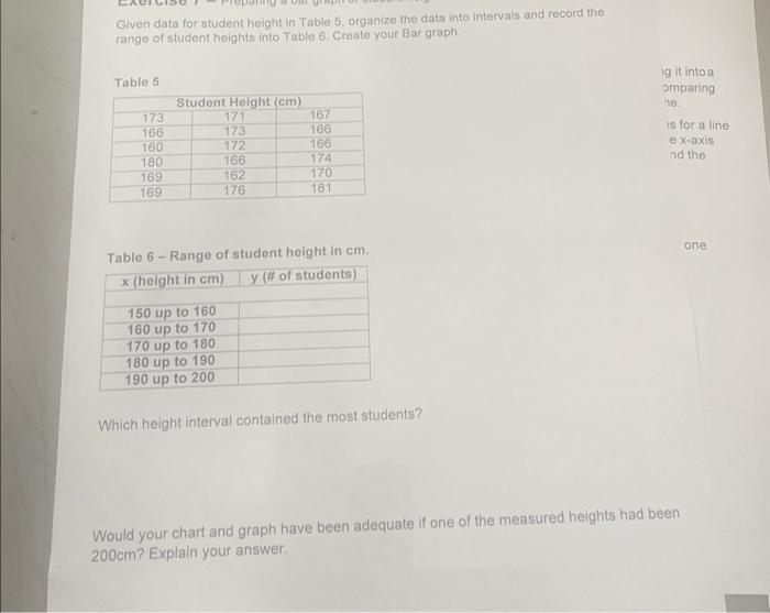 Solved Given data for student height in Table 5, organize | Chegg.com
