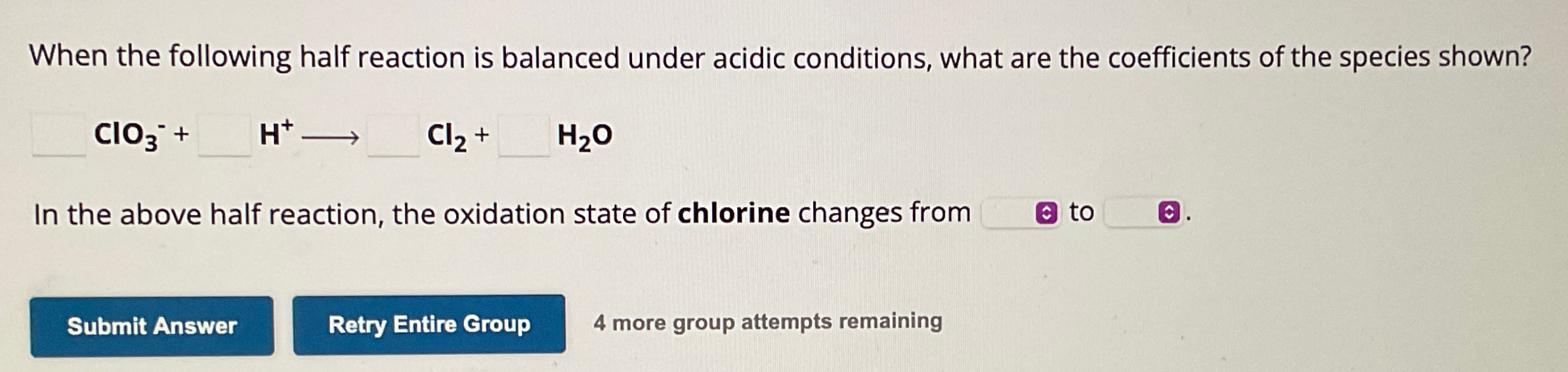Solved When the following half reaction is balanced under | Chegg.com